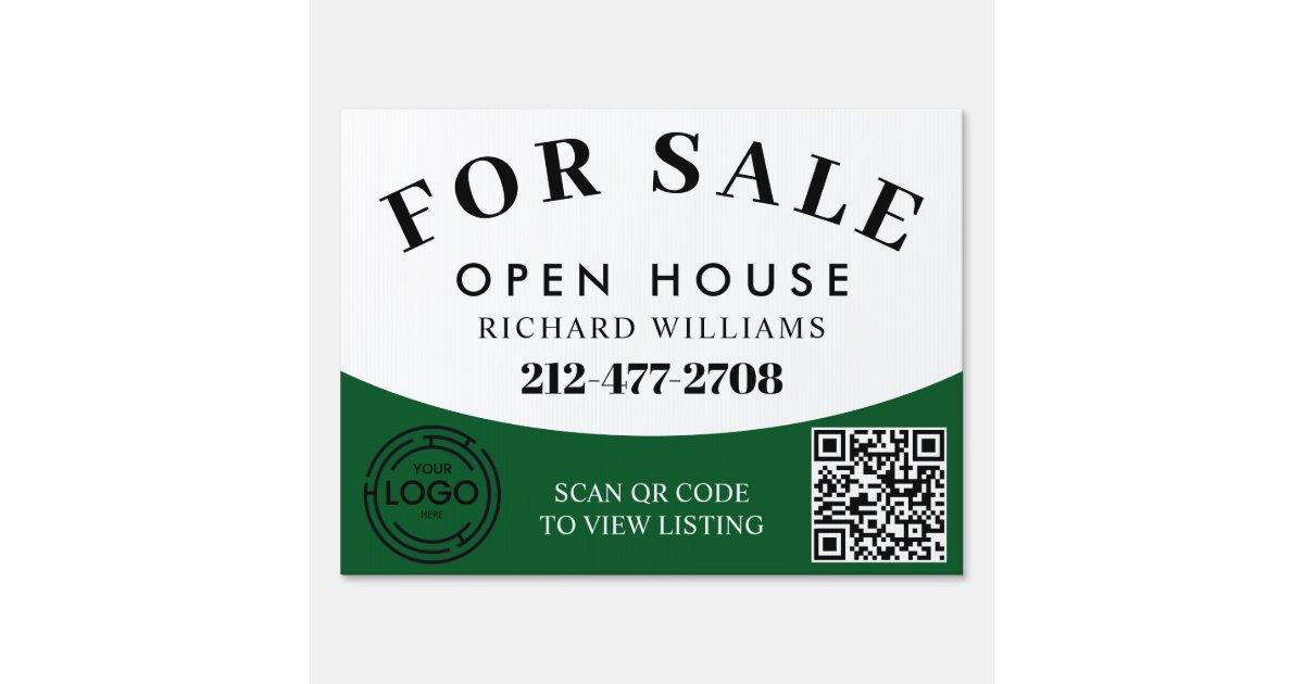 Customizable Logo QR Code For Sale White-Green Sign | Zazzle