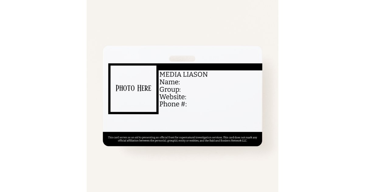 Customizable Media Liason ID Badge | Zazzle