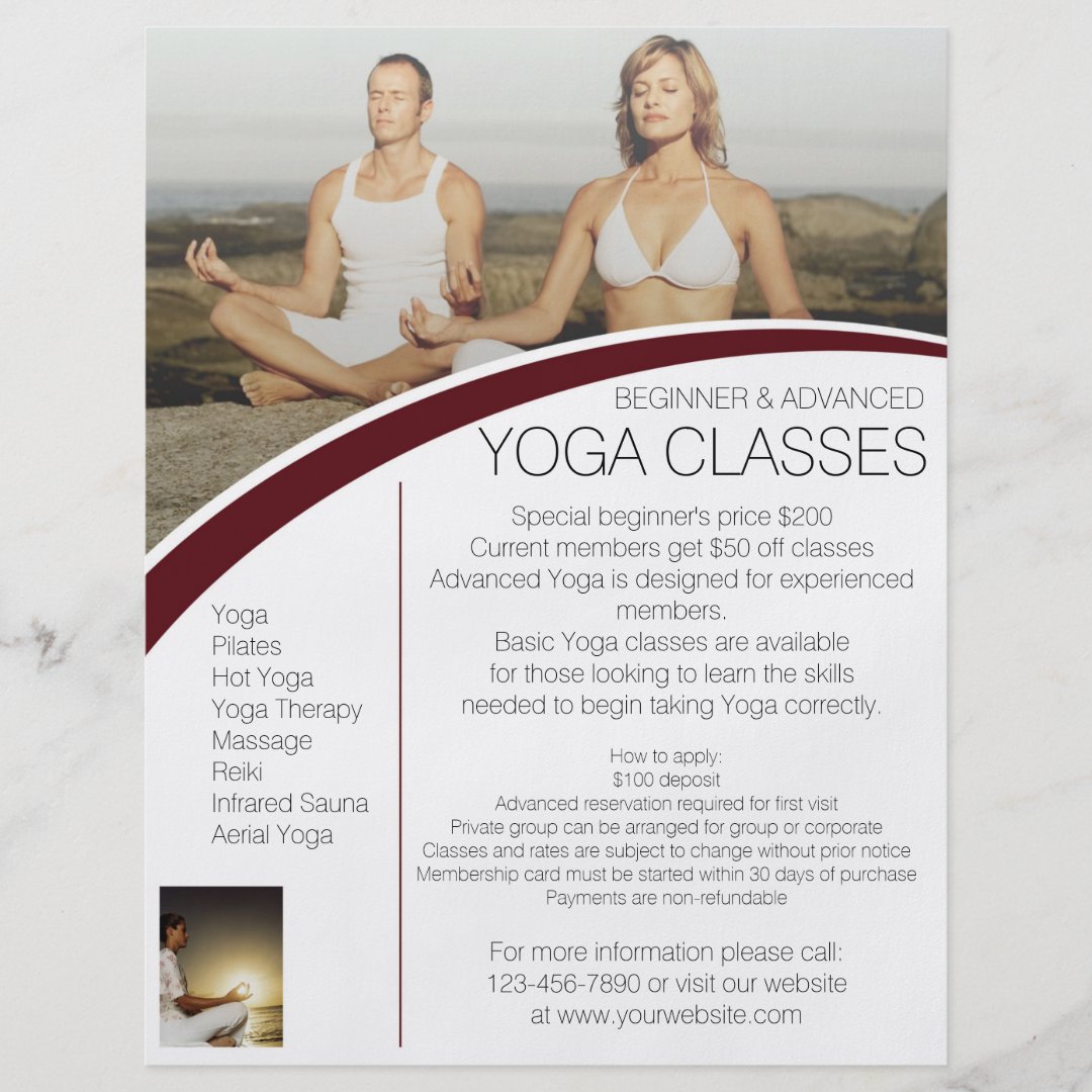 Customizable meditation Yoga class flyers | Zazzle