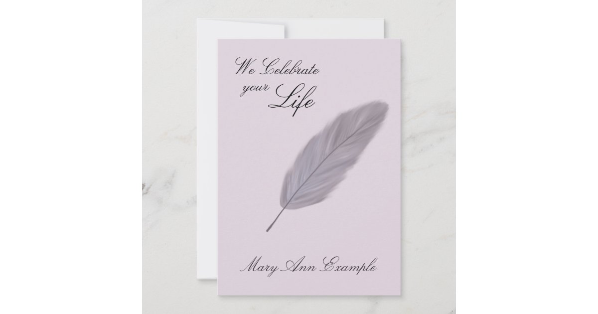 Customizable Memorial / Living Funeral (Feather) Invitation | Zazzle