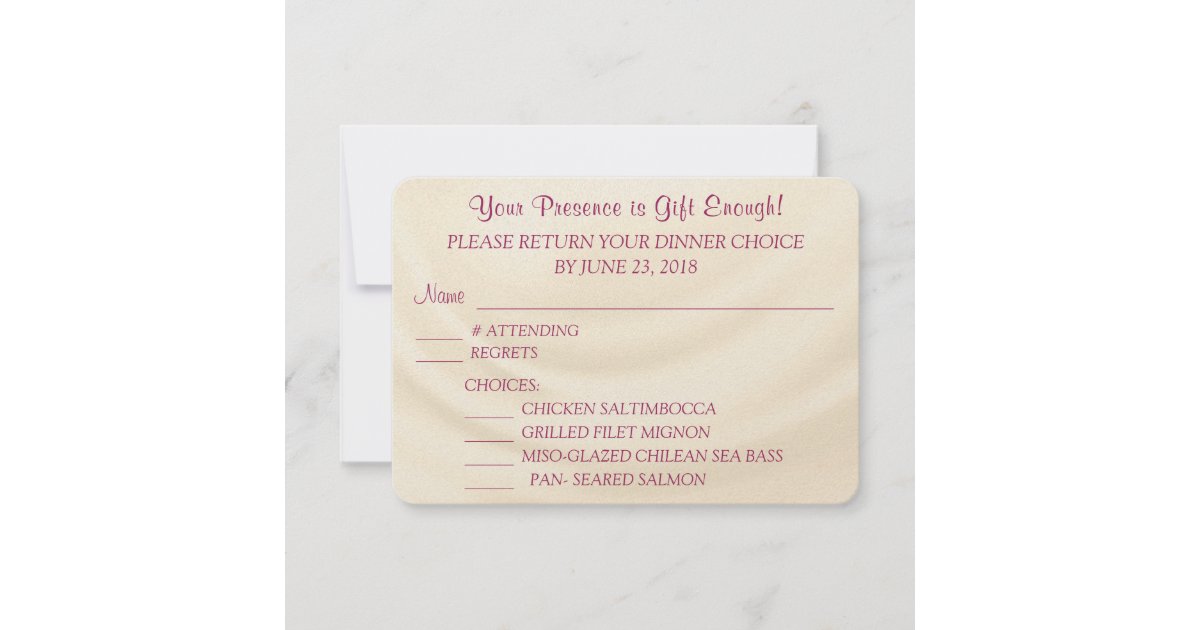 Customizable Menu Response Cards with Envelopes | Zazzle