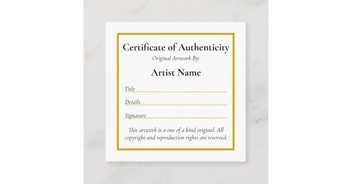 Customizable Mini Certificate of Authenticity Art | Zazzle