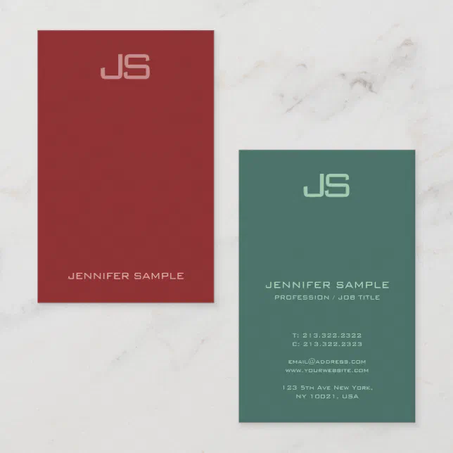 Customizable Modern Elegant Monogram Vertical Business Card | Zazzle