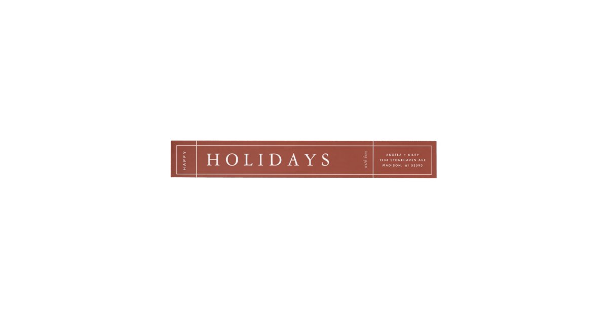 Customizable Modern Red Christmas Envelope Label | Zazzle
