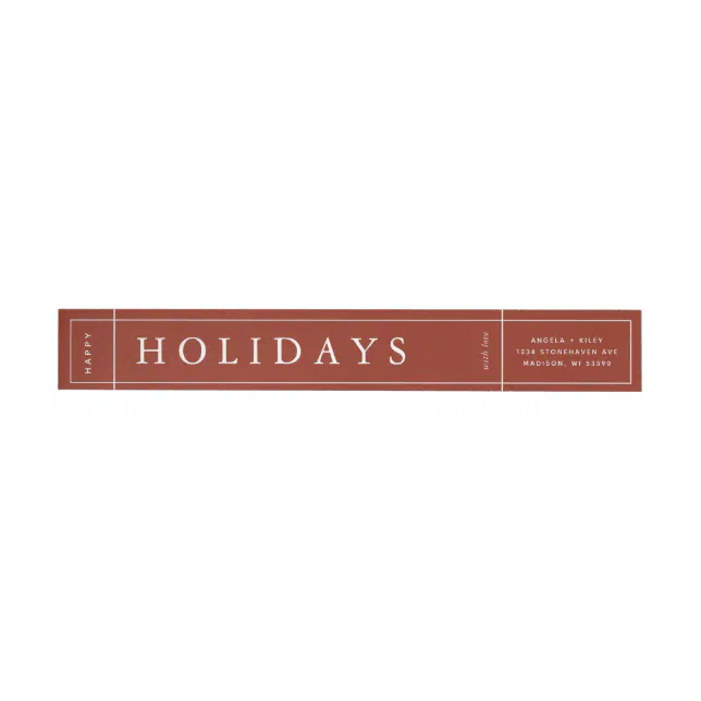 Customizable Modern Red Christmas Envelope Label | Zazzle