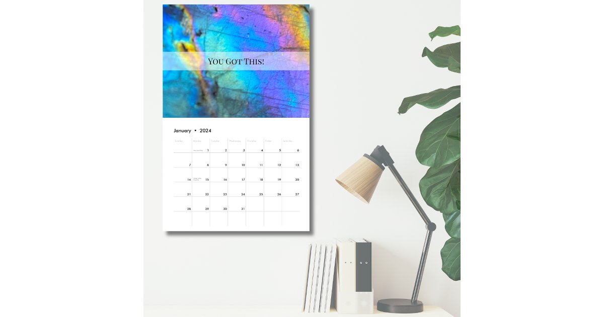 Customizable Modern Trendy Colorful Marble Calendar | Zazzle