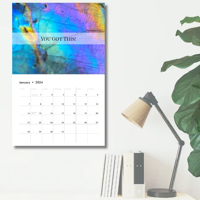 Customizable Modern Trendy Colorful Marble Calendar | Zazzle
