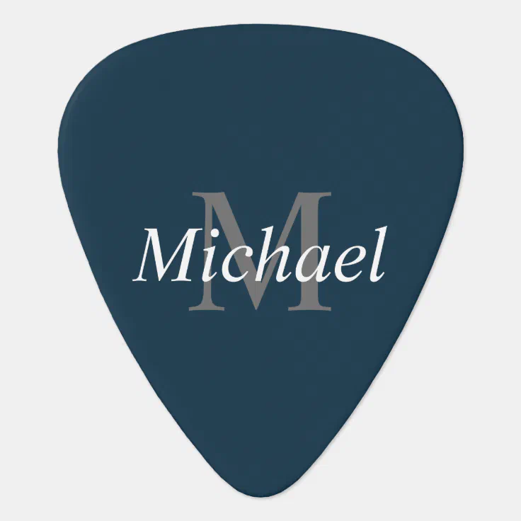 Customizable Monogram Deep Blue Guitar Pick | Zazzle