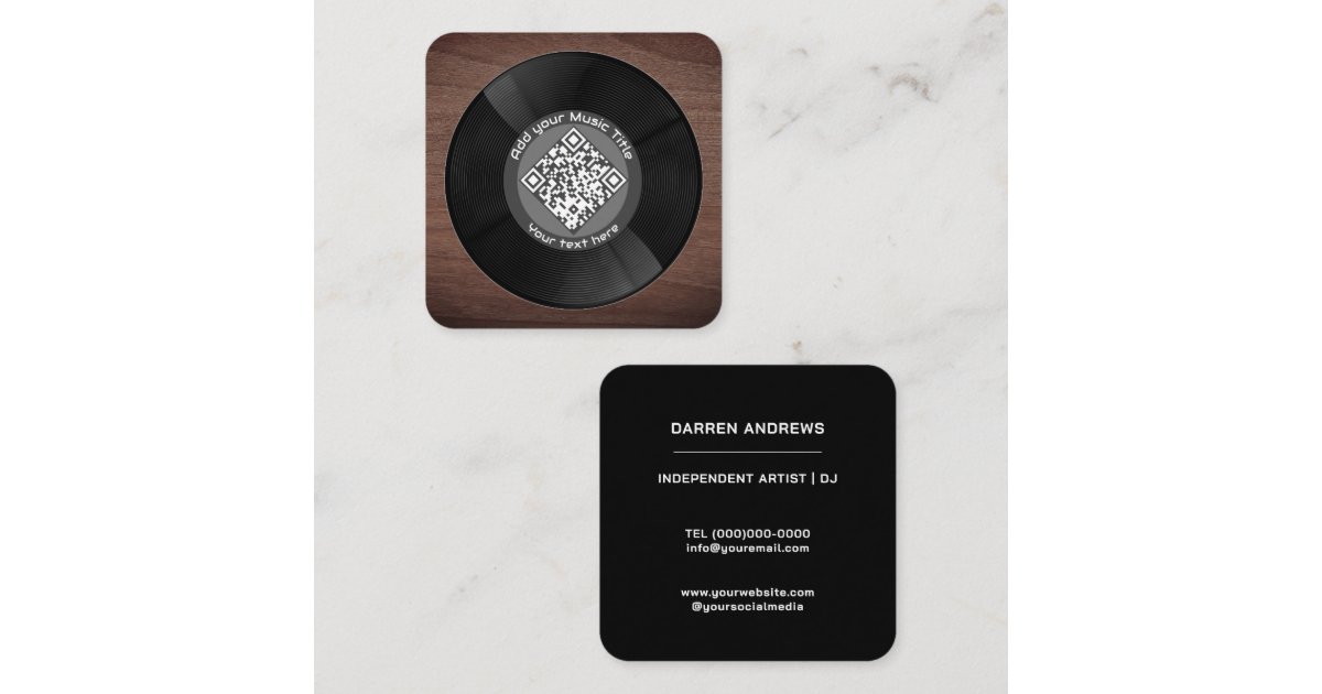 Customizable Music QR Code LP Vinyl | Square Business Card | Zazzle