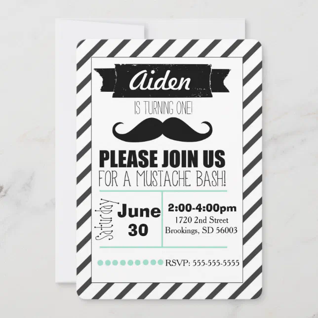 Customizable Mustache Party Invitation | Zazzle