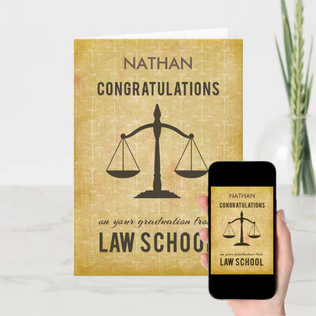 Customizable Name, Law School Graduation Congratul Card | Zazzle