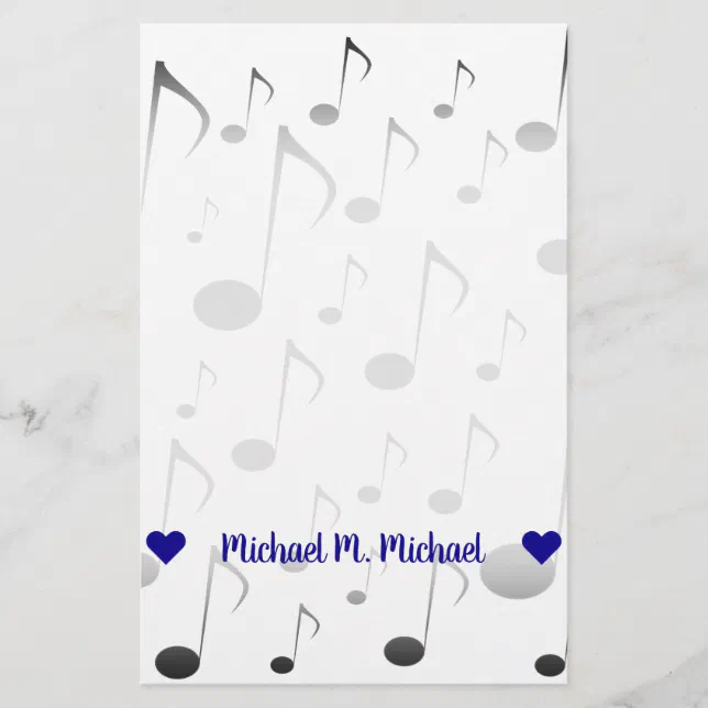 Customizable Name; Many Musical Notes Pattern Stationery | Zazzle