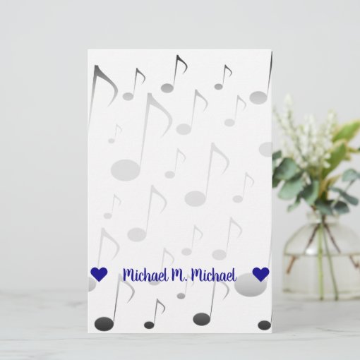 Customizable Name; Many Musical Notes Pattern Stationery | Zazzle