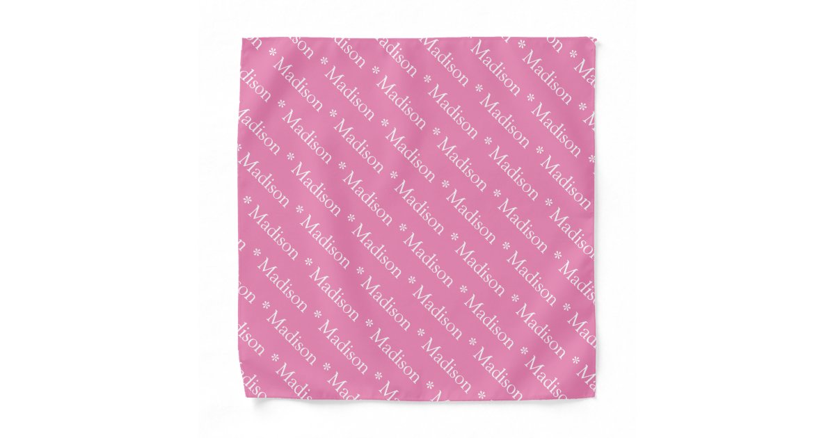 Customizable name text pink white pattern bandana | Zazzle
