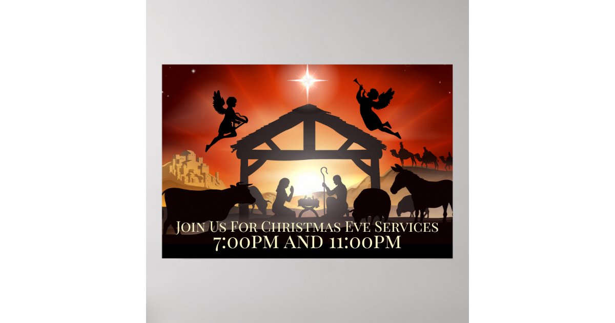 Customizable Nativity Scene Religious Christmas Poster | Zazzle