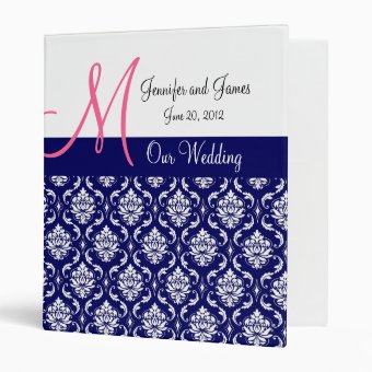Customizable Navy Damask Wedding Planner Binders | Zazzle