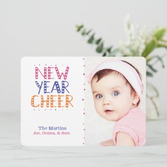 CUSTOMIZABLE New Year Cheer Bright Colors Holiday Card | Zazzle