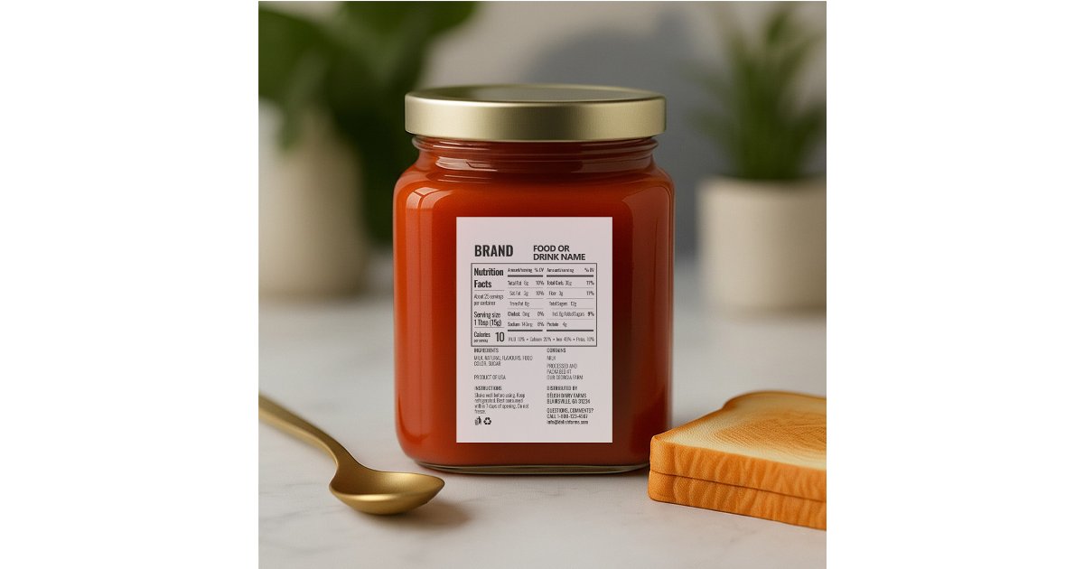 Customizable Nutrition Facts Ingredient Food Label | Zazzle