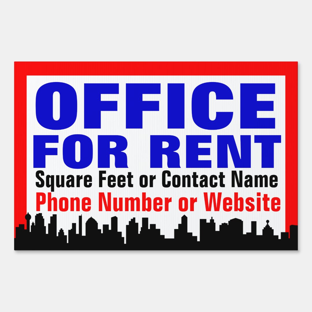 Customizable Office For Rent Sign /Yard Sign | Zazzle