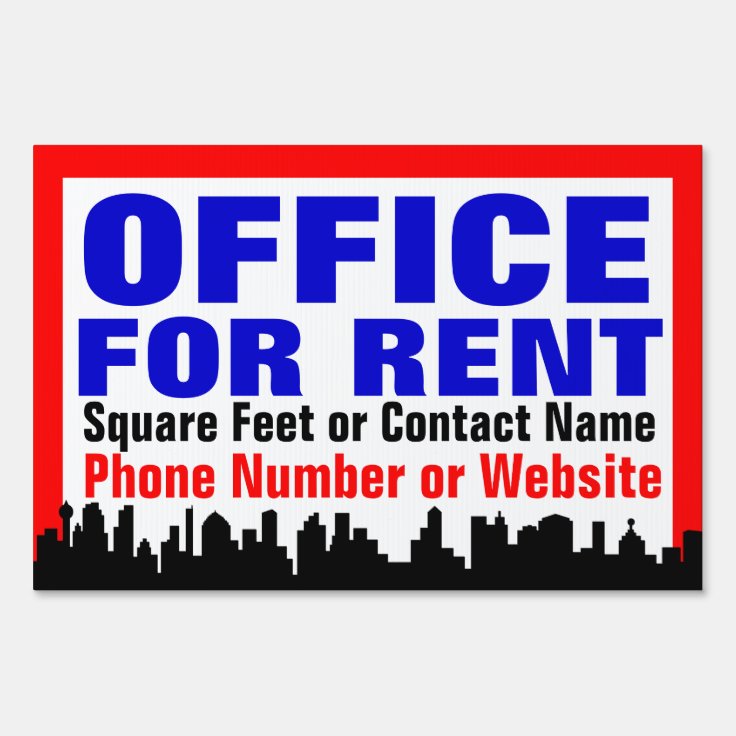 Customizable Office For Rent Sign /Yard Sign | Zazzle