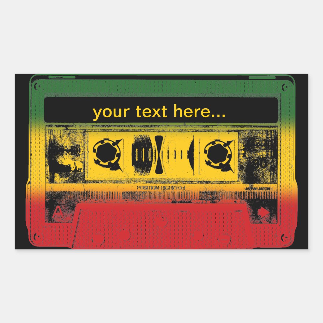 Customizable Old School Reggae Cassette Rectangular Sticker | Zazzle