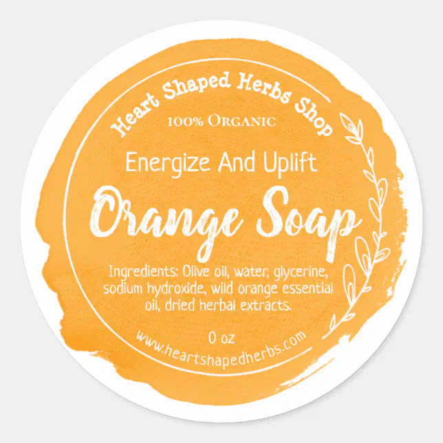 Customizable Orange Soap Label Handmade Business | Zazzle