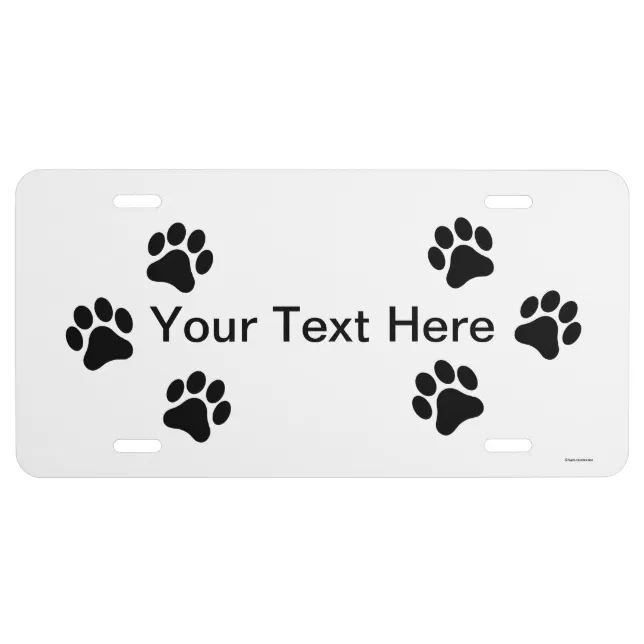 Customizable Paw Print Pattern License Plate | Zazzle