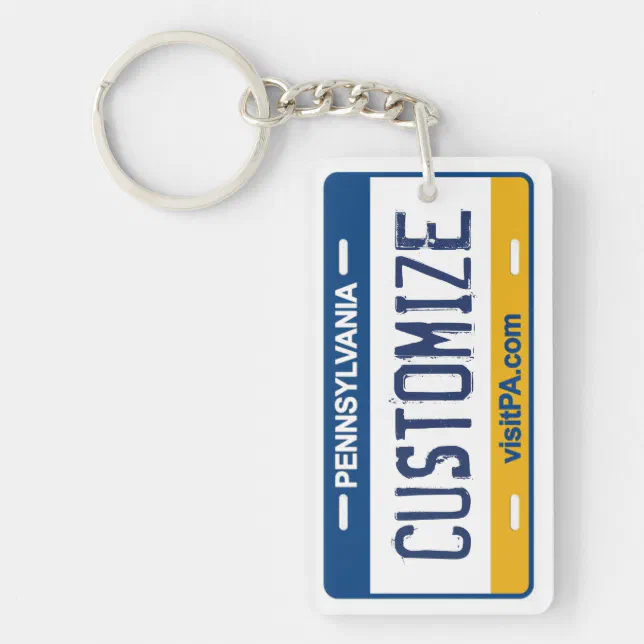 Customizable Pennsylvania license plate keychain | Zazzle