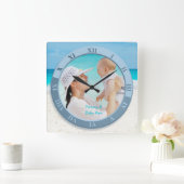 Customizable Photo Clock Coastal Beach Blue Sea | Zazzle