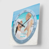 Customizable Photo Clock Coastal Beach Blue Sea | Zazzle