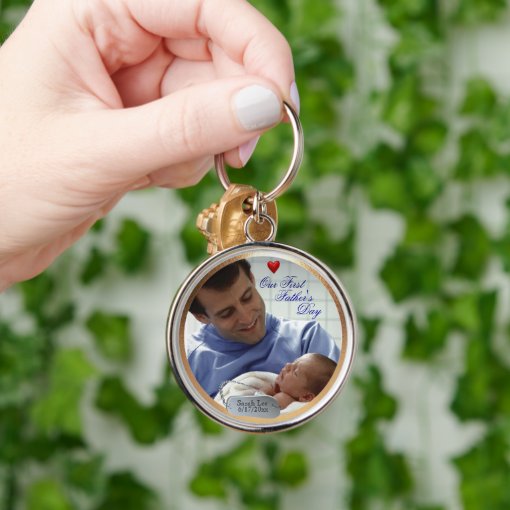 Customizable Photo Our First Fathers Day Key Chain | Zazzle