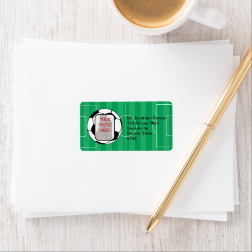 Customizable photo soccer ball Address labels | Zazzle