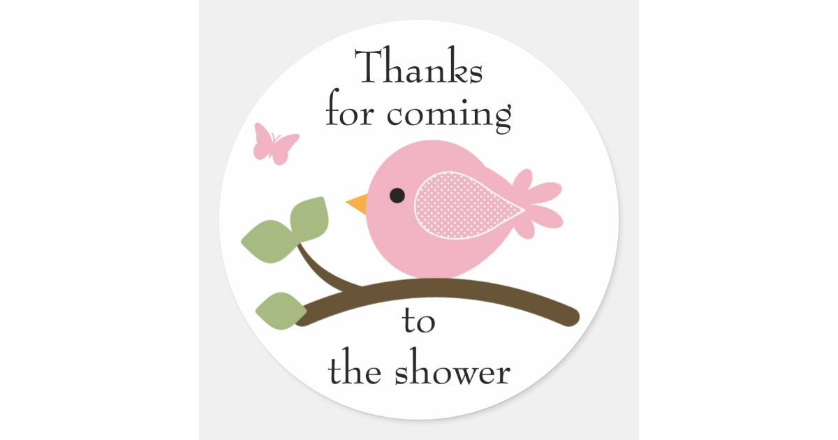 Customizable pink bird round sticker | Zazzle