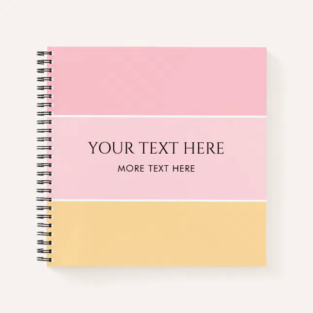 Customizable Pink Vanilla Yellow Striped Template Notebook | Zazzle