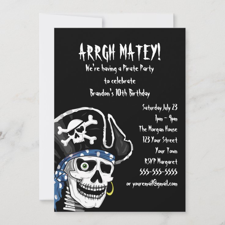 Customizable Pirate Party Invitation | Zazzle