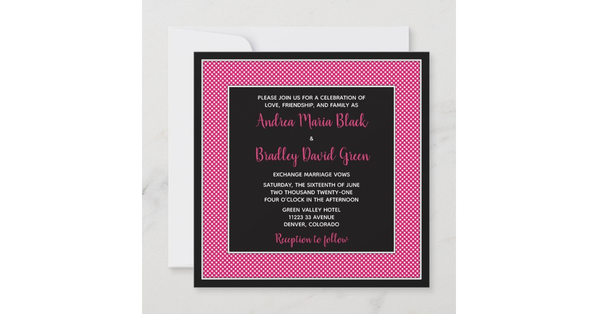 Customizable Polka Dot Wedding Invitation - Pink | Zazzle