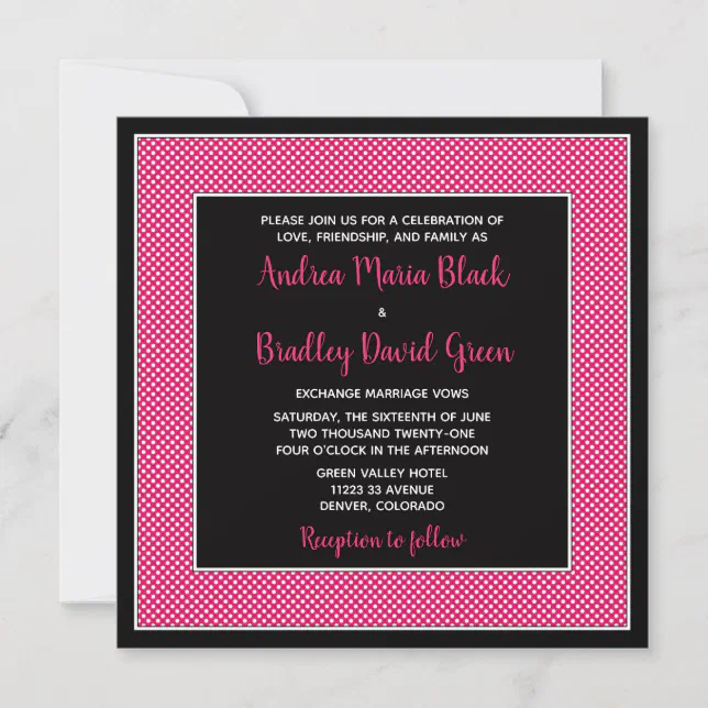 Customizable Polka Dot Wedding Invitation - Pink | Zazzle