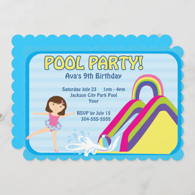 Customizable Pool Party Birthday Invitation | Zazzle