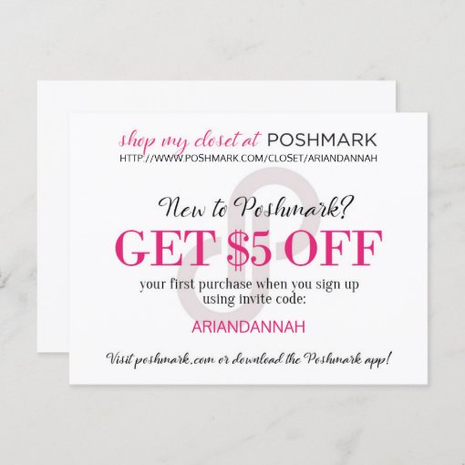 Customizable Poshmark Referral Invitation Card | Zazzle