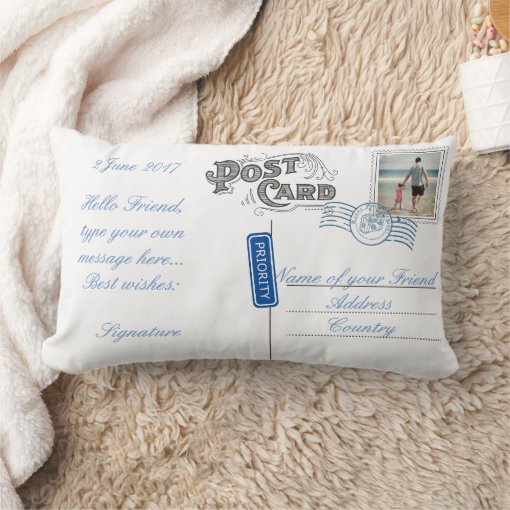 Customizable Postcard Pillow with your Message | Zazzle
