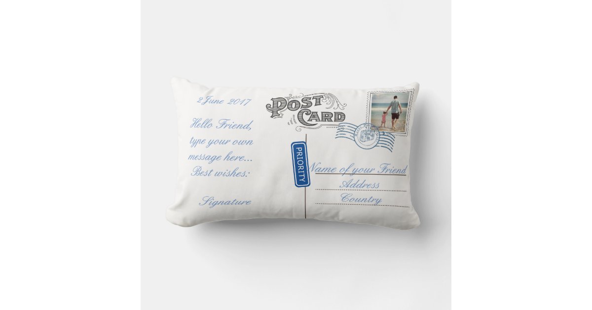 Customizable Postcard Pillow with your Message | Zazzle