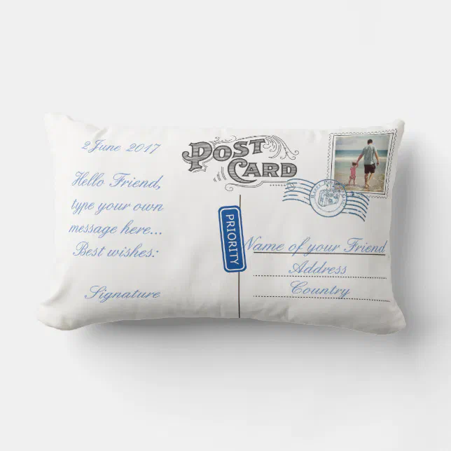 Customizable Postcard Pillow with your Message | Zazzle