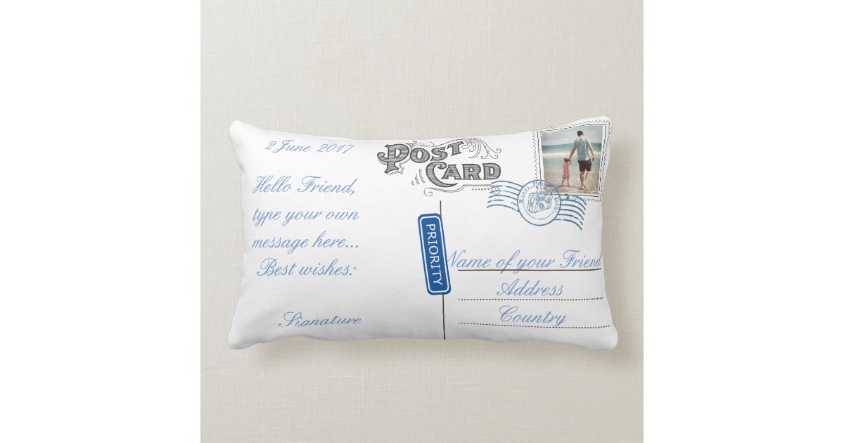 Customizable Postcard Pillow with your Message | Zazzle.com