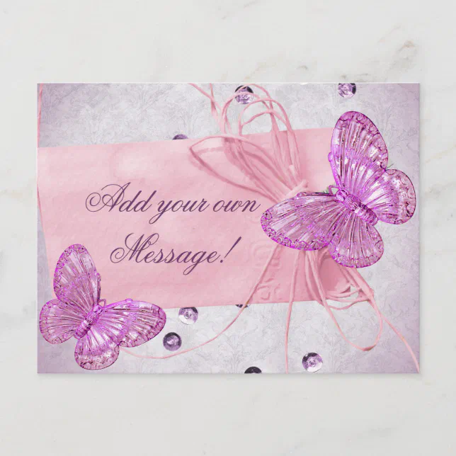 Customizable Pretty Pink Butterfly Design Postcard | Zazzle