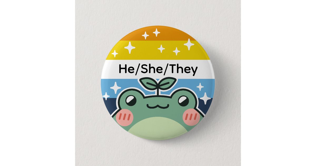 Customizable Pronoun AroAce Pride Flag Frog Button | Zazzle