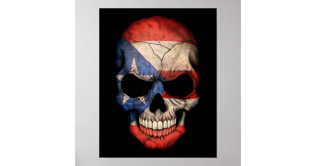 Customizable Puerto Rican Flag Skull Poster | Zazzle