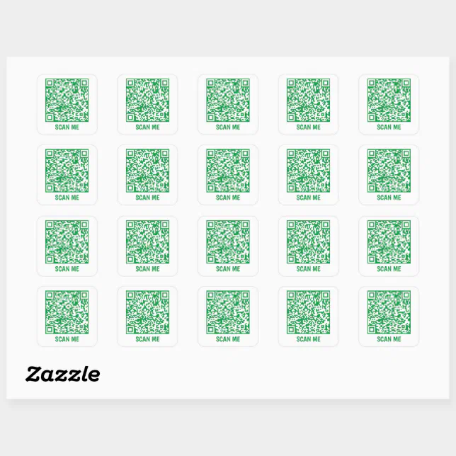 Customizable QR code SCAN ME green Square Sticker | Zazzle