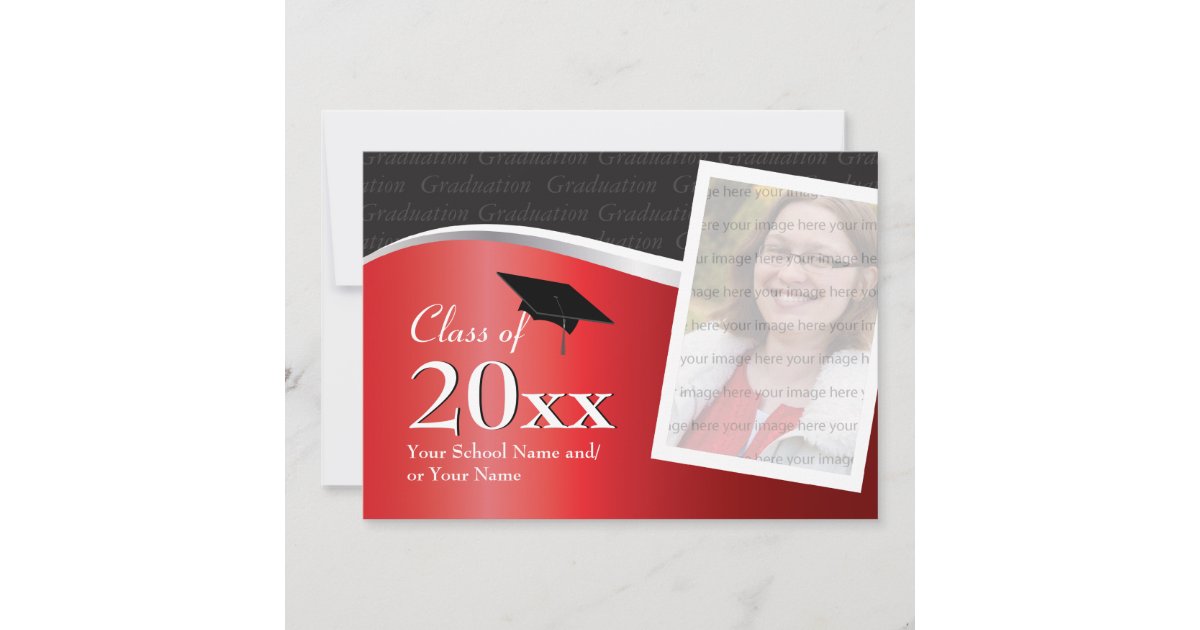 Customizable Red and Black Graduation Invitation | Zazzle