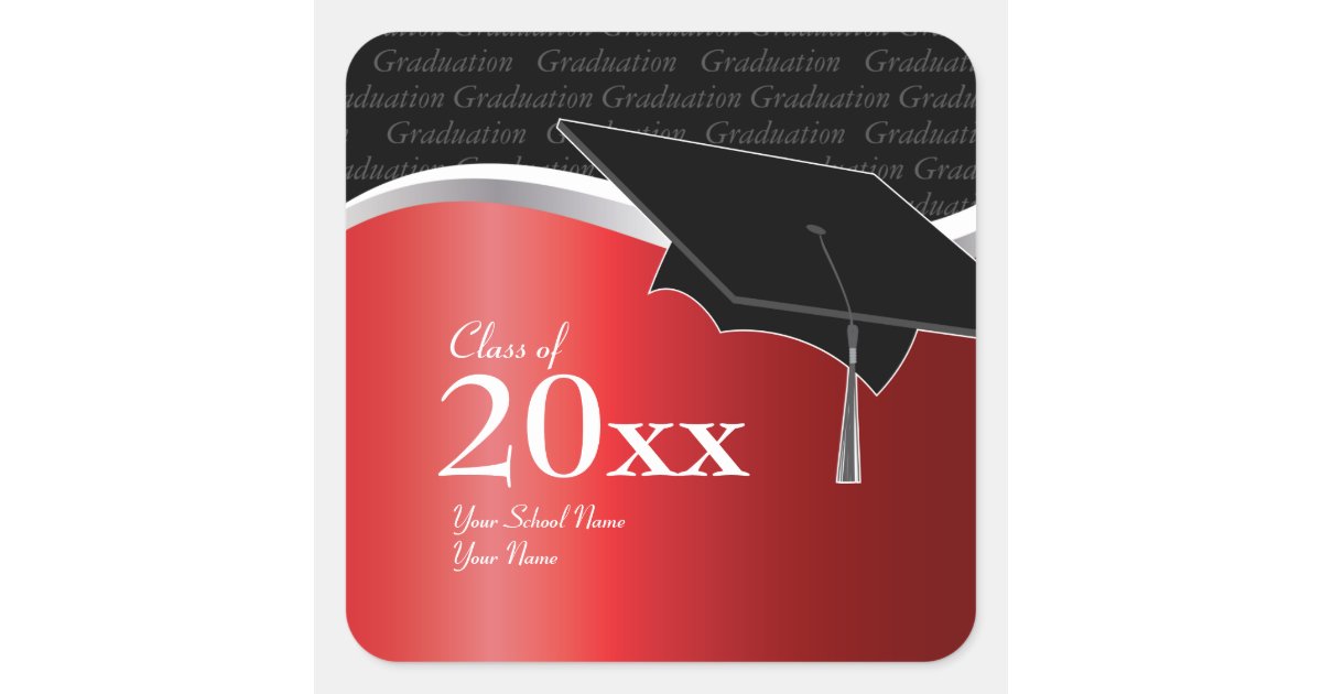 Customizable Red and Black Graduation Sticker | Zazzle