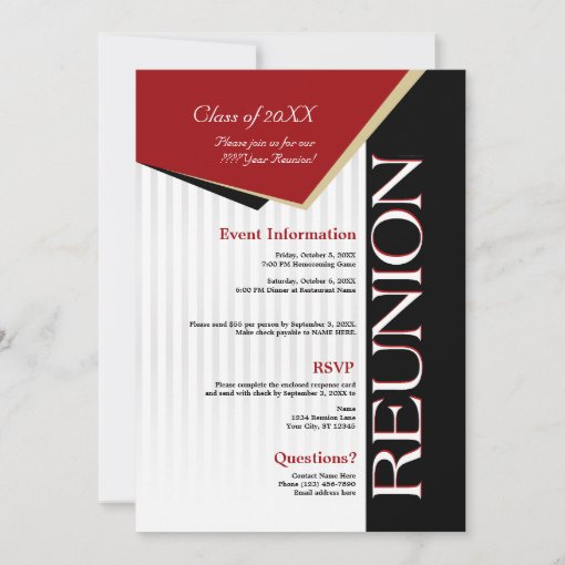 Customizable Red Class Reunion Invitation | Zazzle